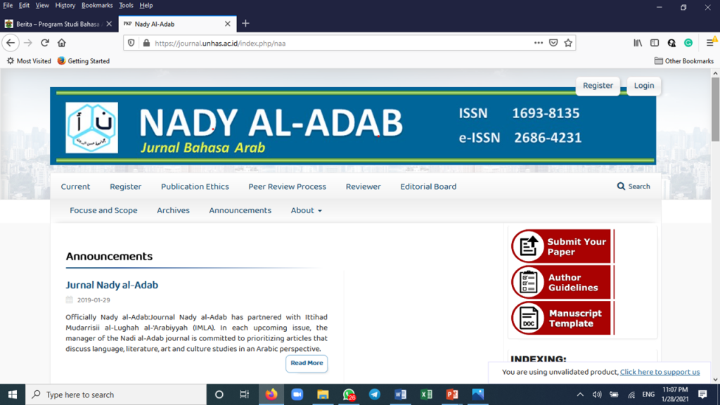 Nady al-Adab Accredited by Sinta 4 - PROGRAM STUDI SASTRA ARAB